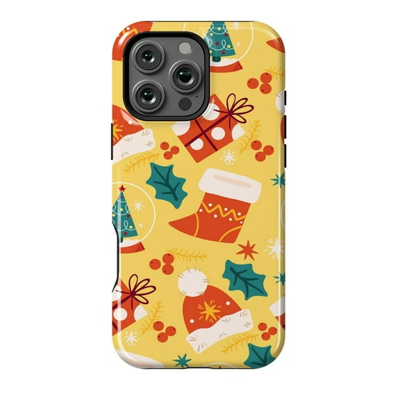 Christmas Boots and Hats Festive Pattern Phone Case for iPhone 17 16 15 ...