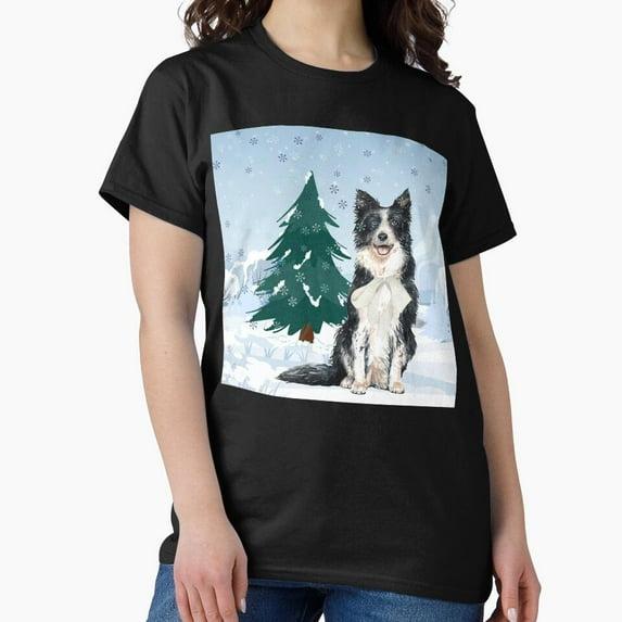 Christmas Border Collie Funny Holiday Dog H974 T-Shirt, for Men and ...
