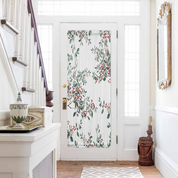 Christmas Botanical Door Curtains for Door Window, French Sidelight ...