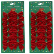 Happon 12 Pcs Christmas Tree Bows Mini Red Bowknot 2 in Xmas Tree ...