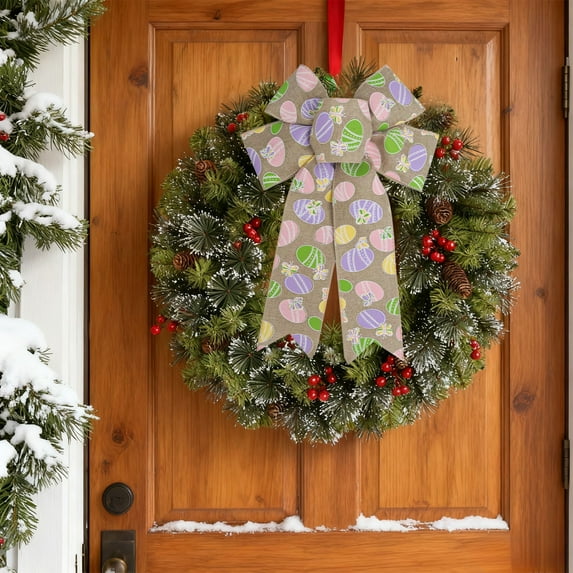 Christmas Bow Decoration, Large Polyester Gift Bow for Tree Wreath Door ...