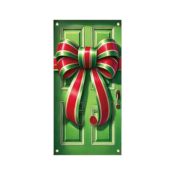 Christmas Bow Door Cover Bow Door Banner, Merry Christmas Winter Porch ...
