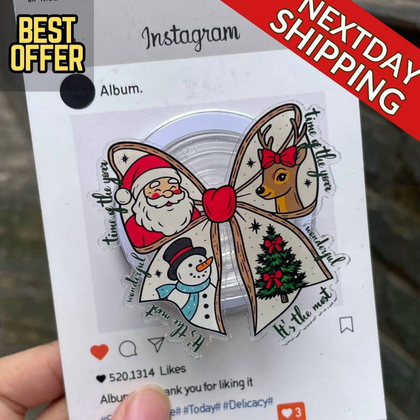 Christmas Bow MagSafe Phone Grip – Santa, Reindeer, Snowman & Tree ...