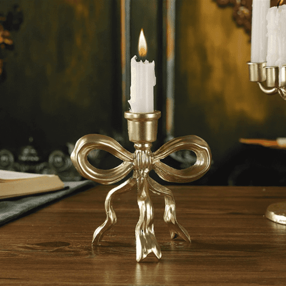 Christmas Bow Metal Taper Candle Holders，Decorative Candle Holders for ...