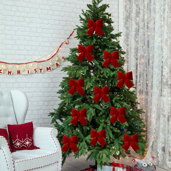 Christmas Bow Ornament | Velvet Web-Style Viral Tree Decoration | Wine ...