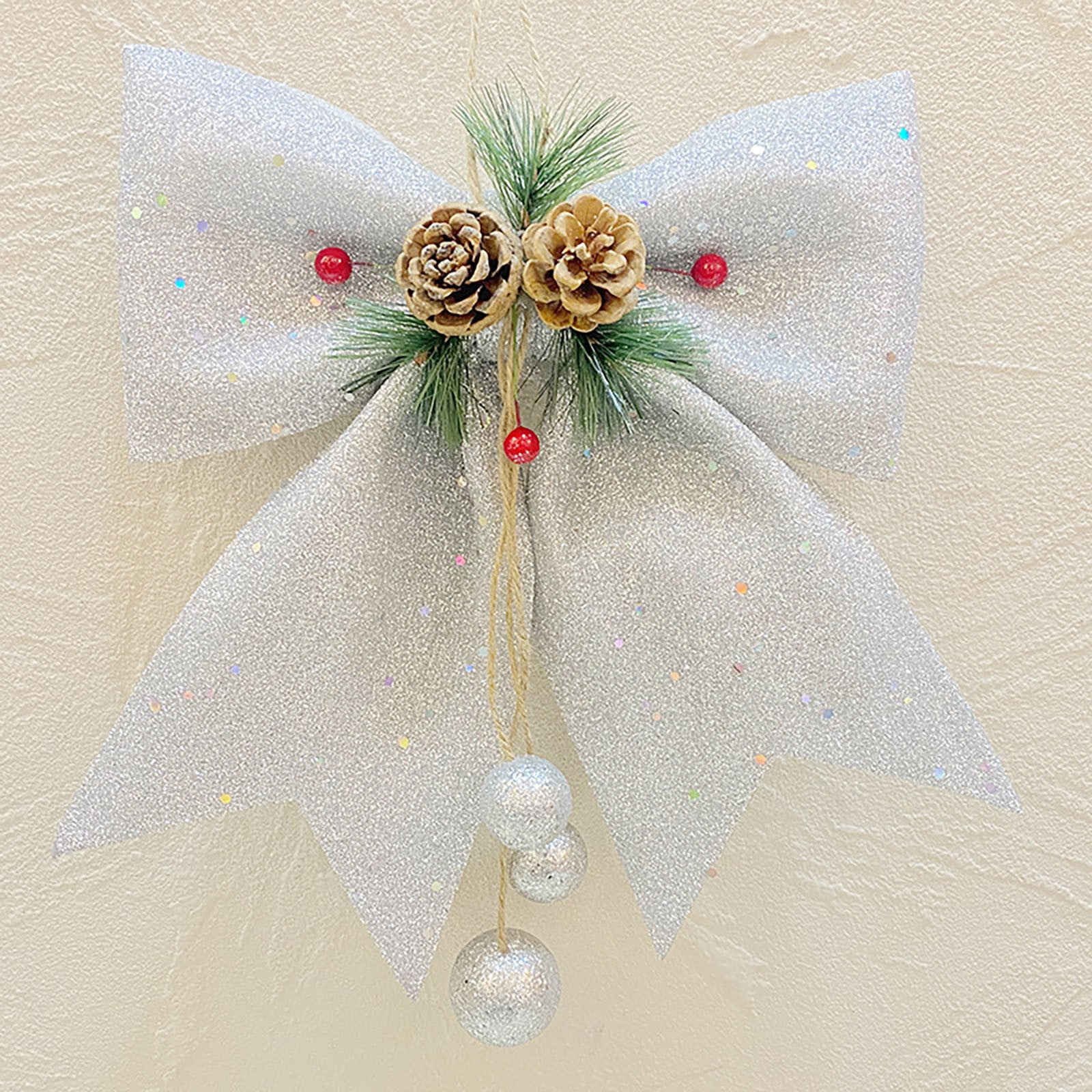 Christmas Bow With Nut Bowknot Ornament Christmas Tree Wreath Bows ...