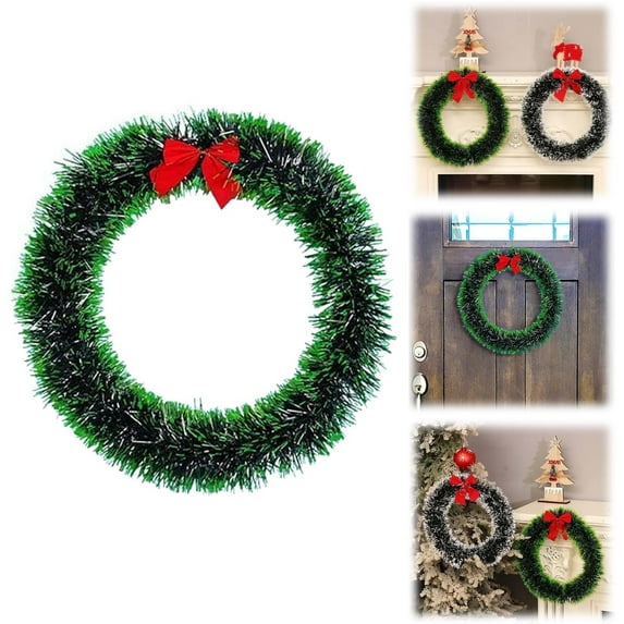 Christmas Bow Wreath EE3-2 Green Wool Strip 25cm - Walmart.com