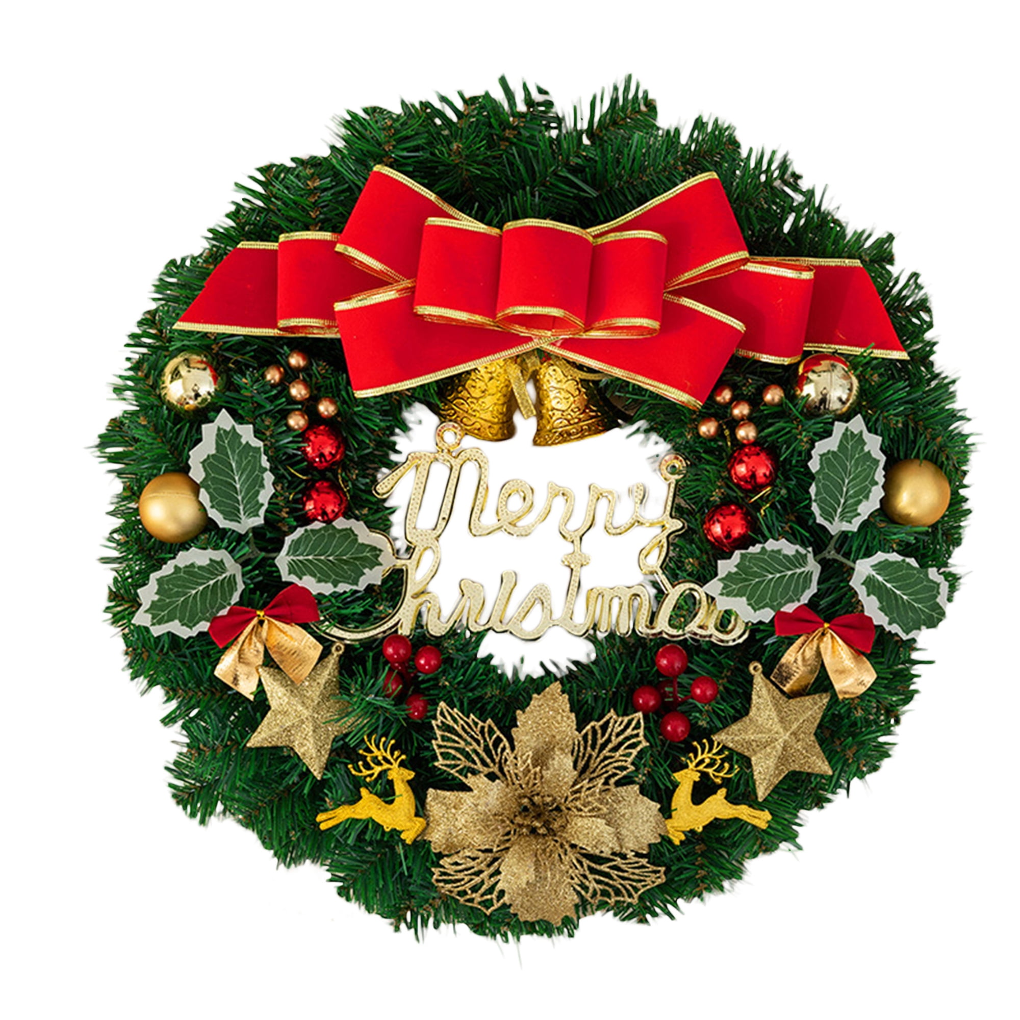 Christmas Bowknot Garland Realistic Wreath with Shine Christmas Ball ...