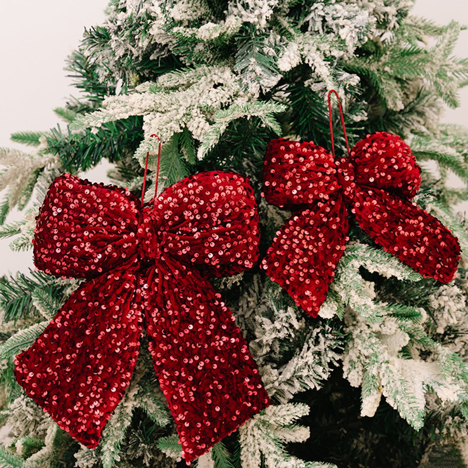 Christmas Bowknot Sparkling Sequins Decor Twist Tie Velvet Bows Xmas ...
