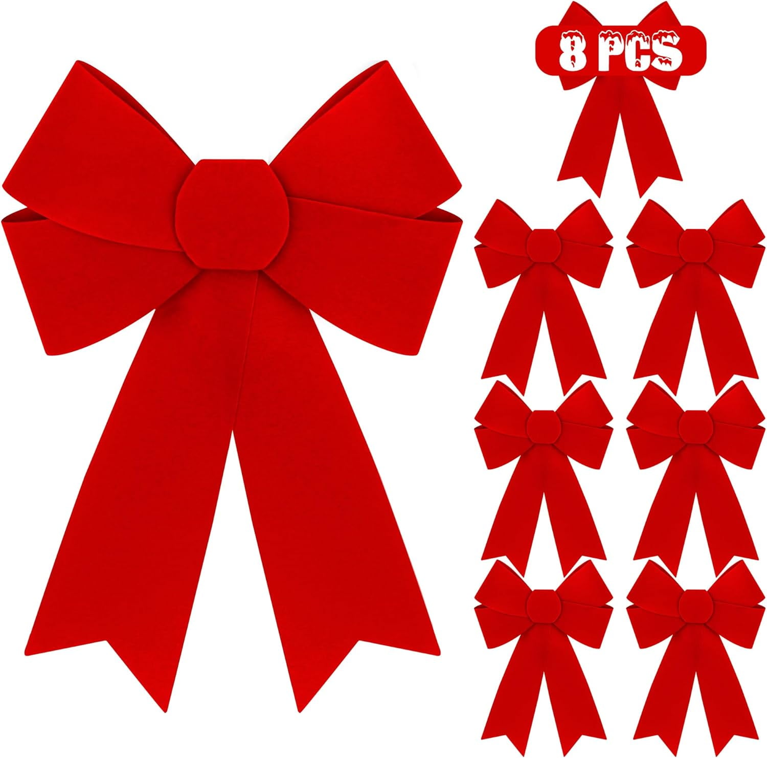 Christmas Bows,9 X 12 Inches Red Bows Christmas Decorations,Velvet Pvc ...