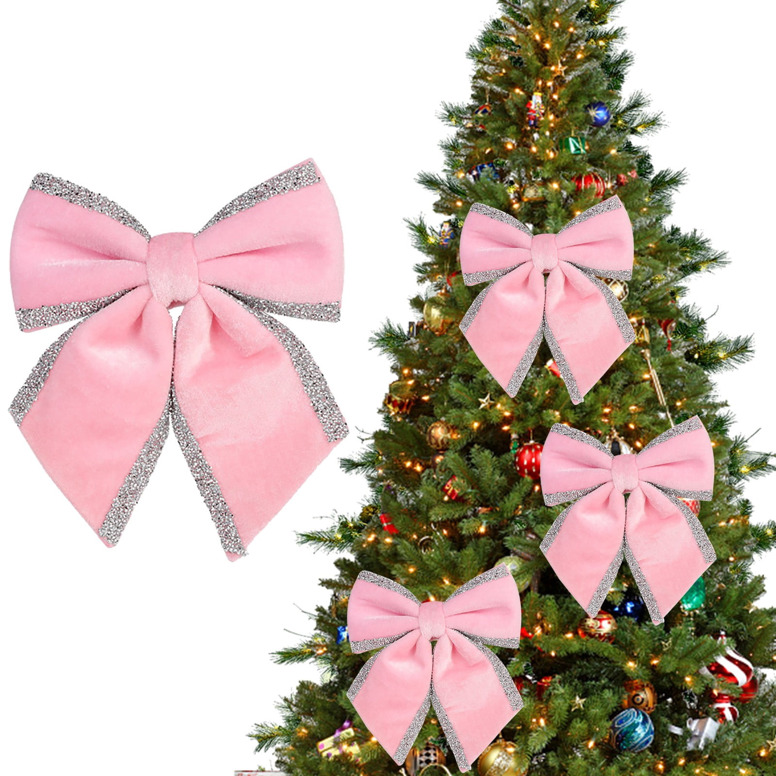 Christmas Bows Decorations Big Velvet Bow Border Topper Bow, Velvet ...