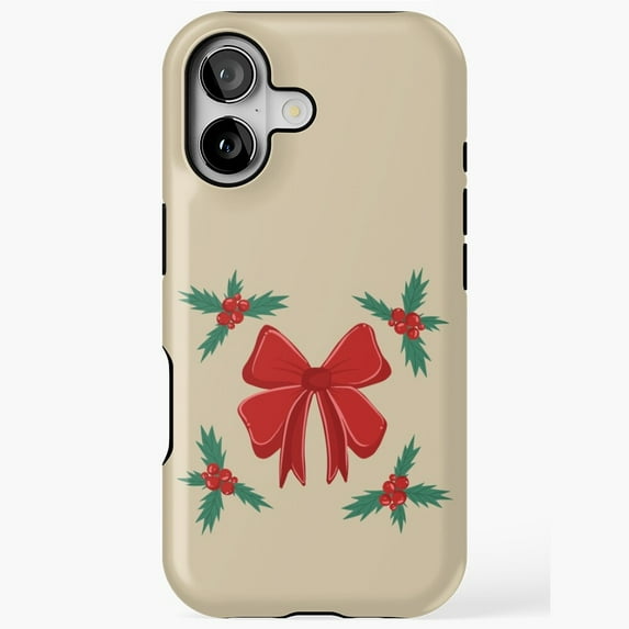 Christmas Bows Festive Ribbon Pattern Art iPhone Case for iPhone 17 ...