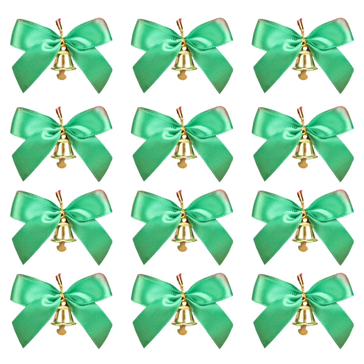 Christmas Bows For Gift Wrapping Premade Glitter Mini Christmas Tree Bows With Jingle Bells ...