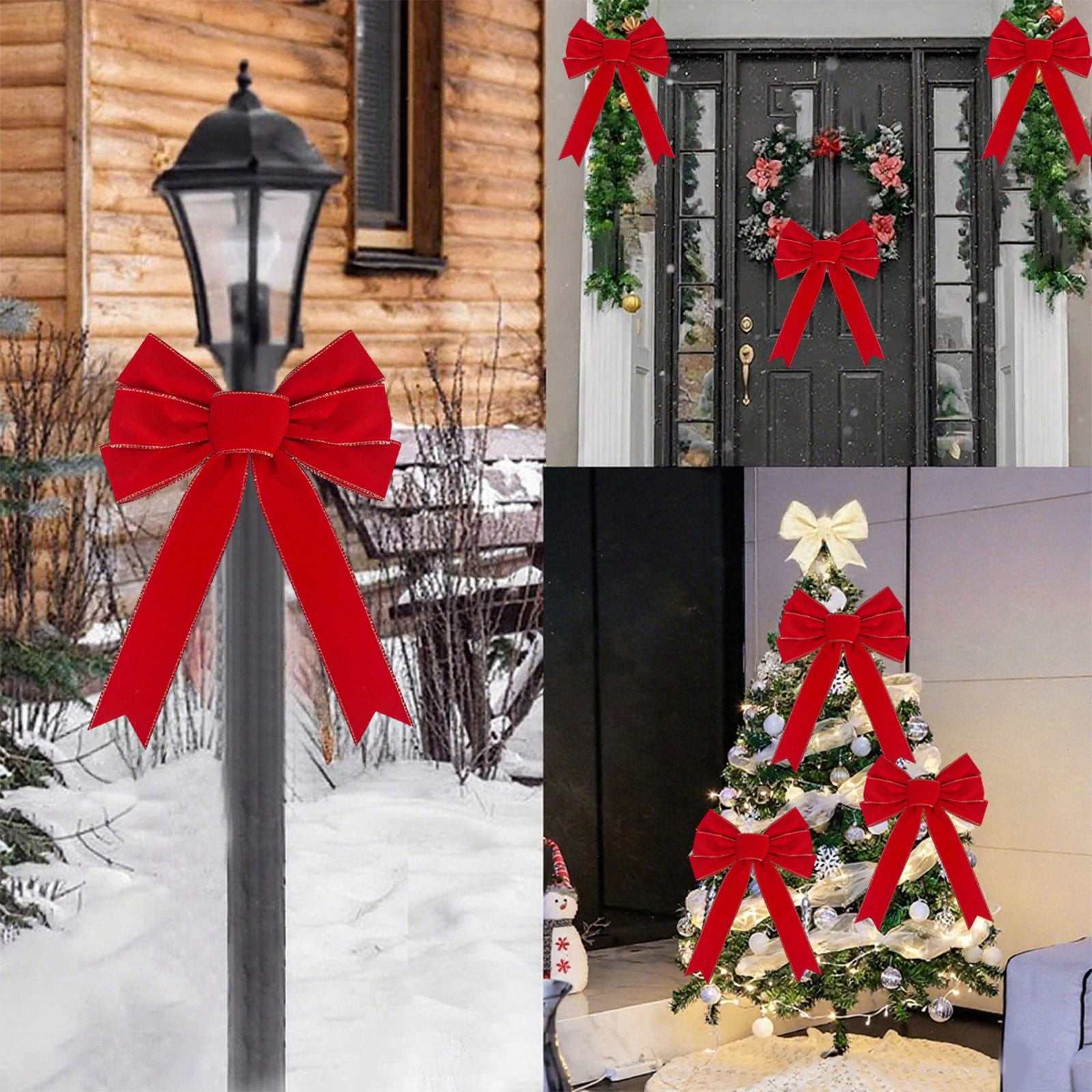 Christmas Bows Red Christmas Bows Outdoor Decoration 11.02x9.84in ...