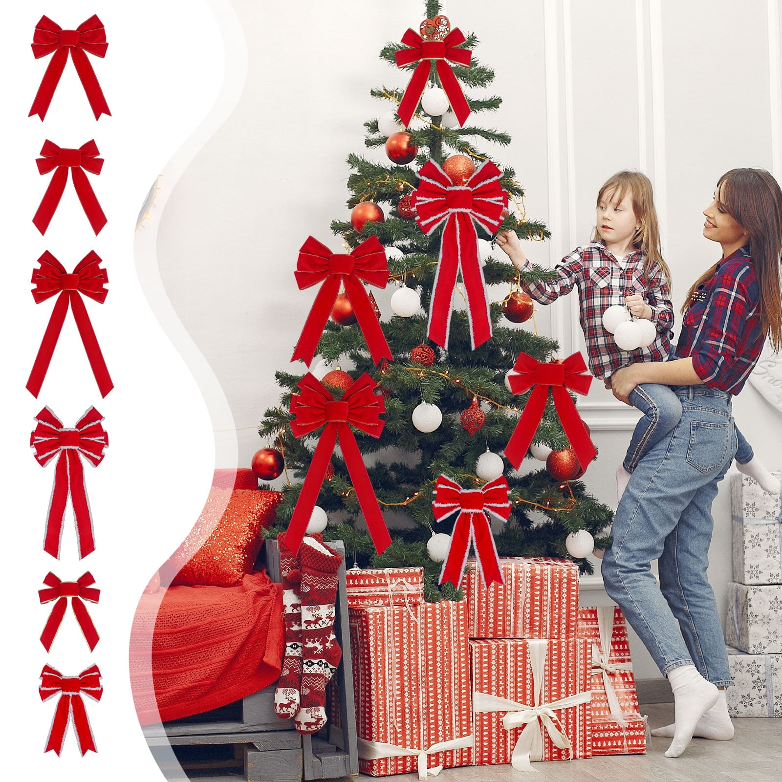 Christmas Bows Red Christmas Bows Outdoor Decoration 11.02x9.84in ...