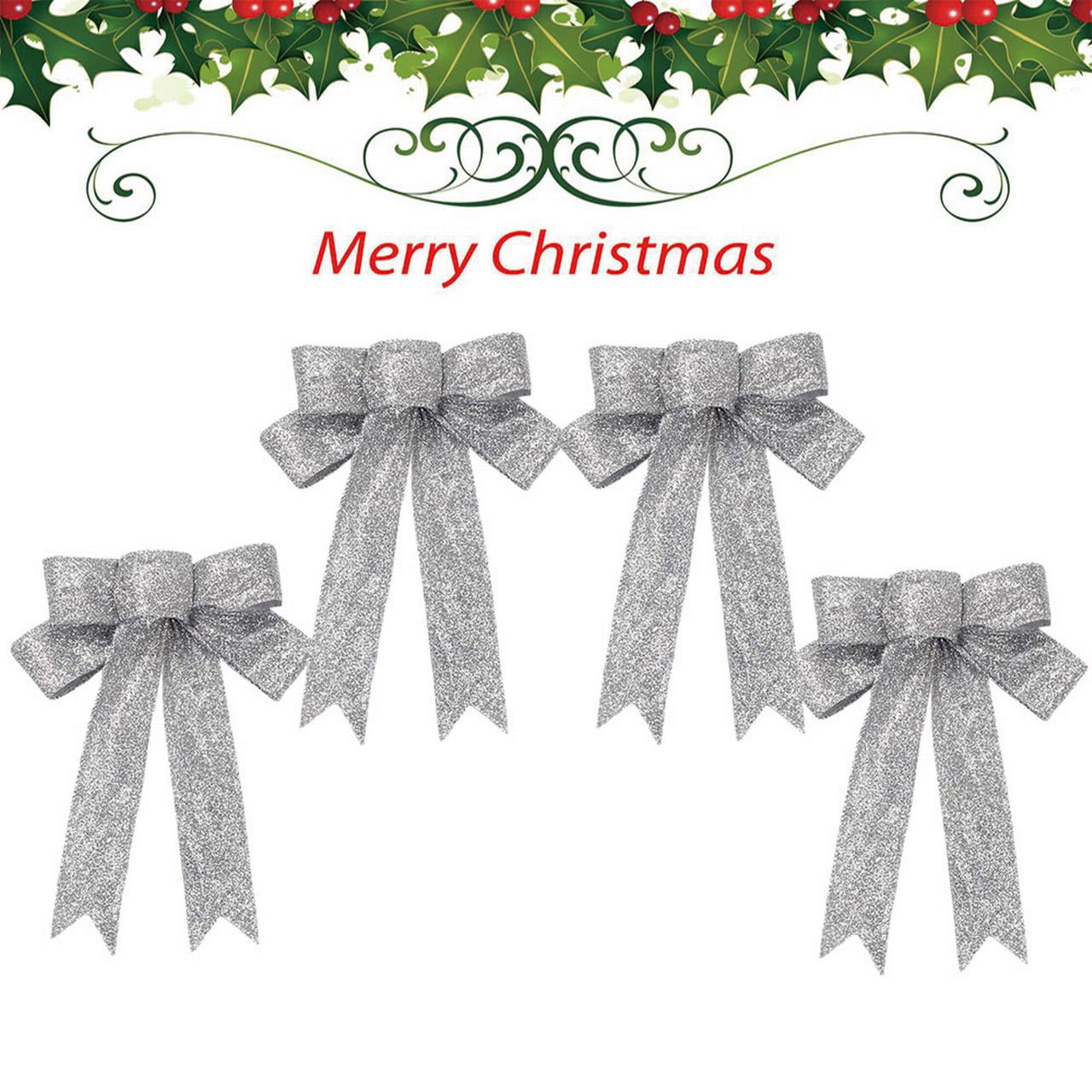 Christmas Bows for Tree, 4 Pack Glitter Present Bows Christmas Wreath ...