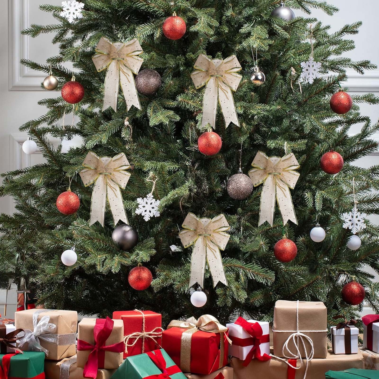 Christmas Bows for Tree and Gift Box Decoration, Velvet Hanging Bows ...