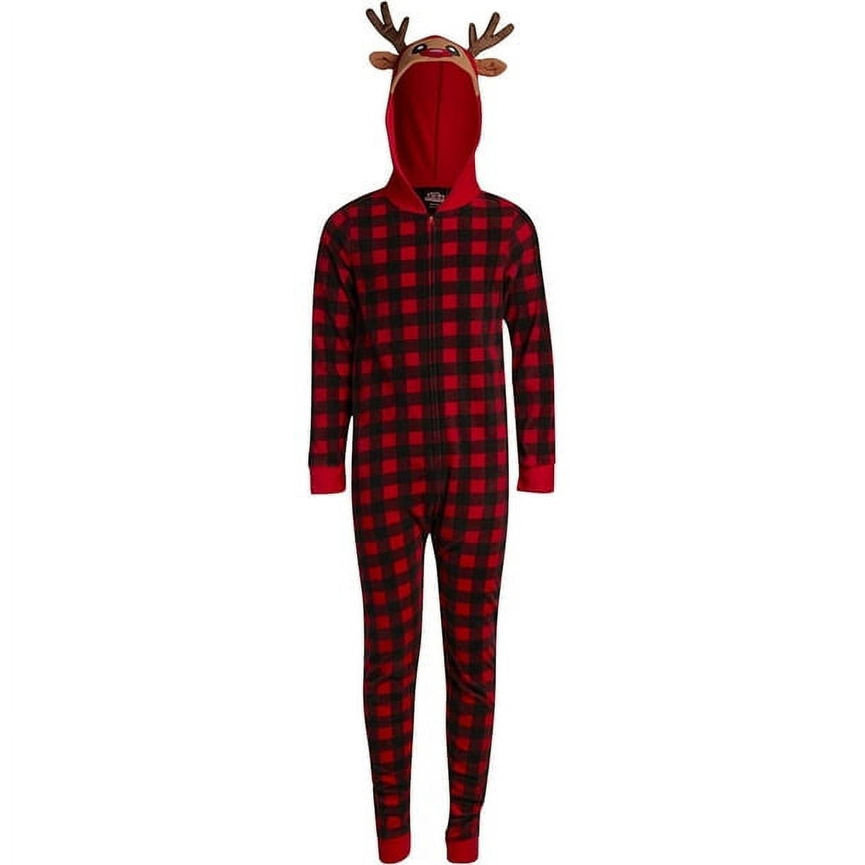 Walmart Xmas Boys' Festive Reindeer Fleece Onesie - Children's PJ's Zip ...