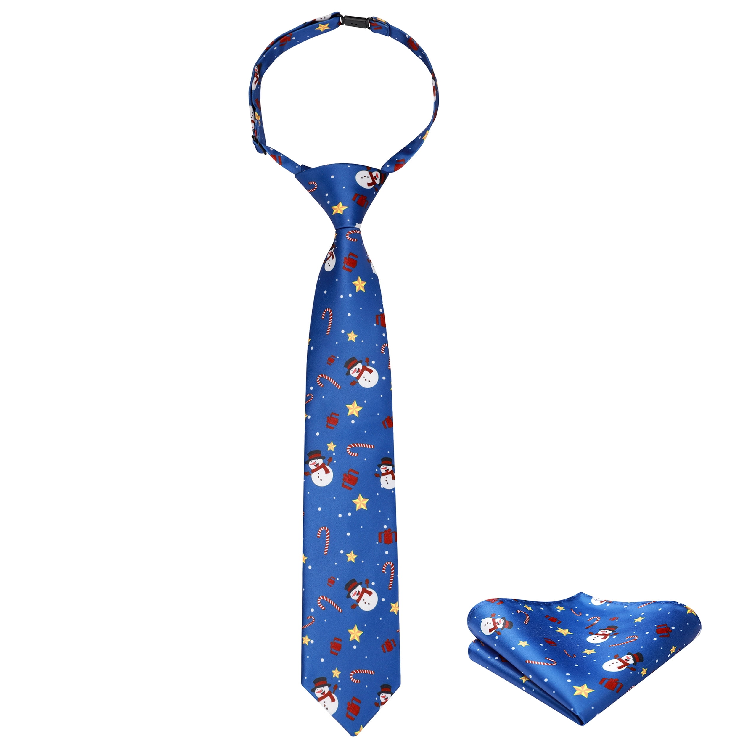 Boys Christmas Ties Xmas Tie Pretied Necktie for Boy and Pocket Square ...
