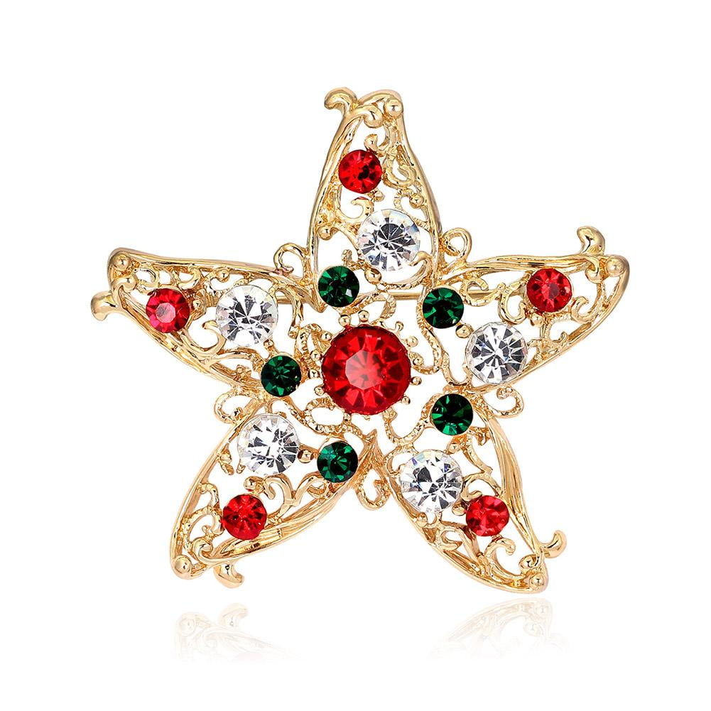 Christmas Brooch Badge Rhinestone Crystal Enamel Brooch Pin Xmas Tr ...