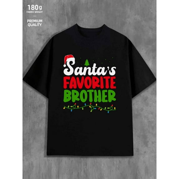 Christmas Brother Tee Christmas for men 180G 100% Cotton black Classic ...
