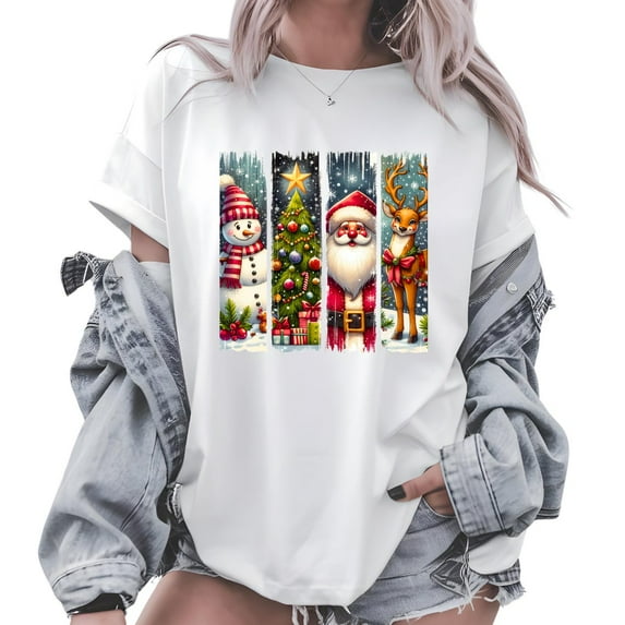 Christmas Brushstroke Shirt Sublimation Design Cute Santa Snowman ...