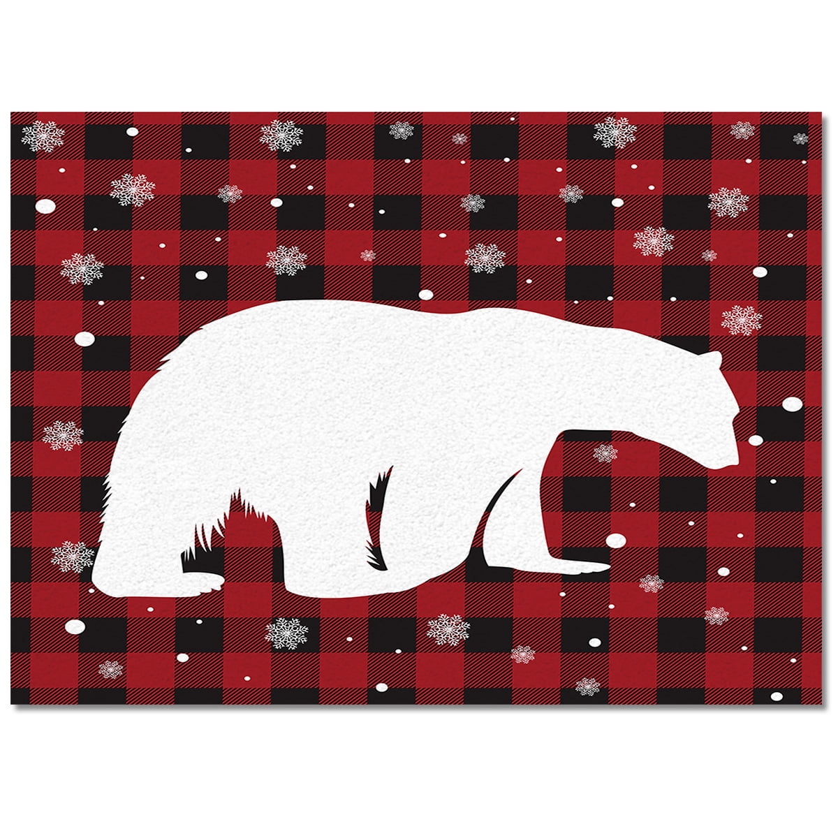 Christmas Buffalo Area Rug 2x3ft Plaid Red and Black Polar Bear Non ...