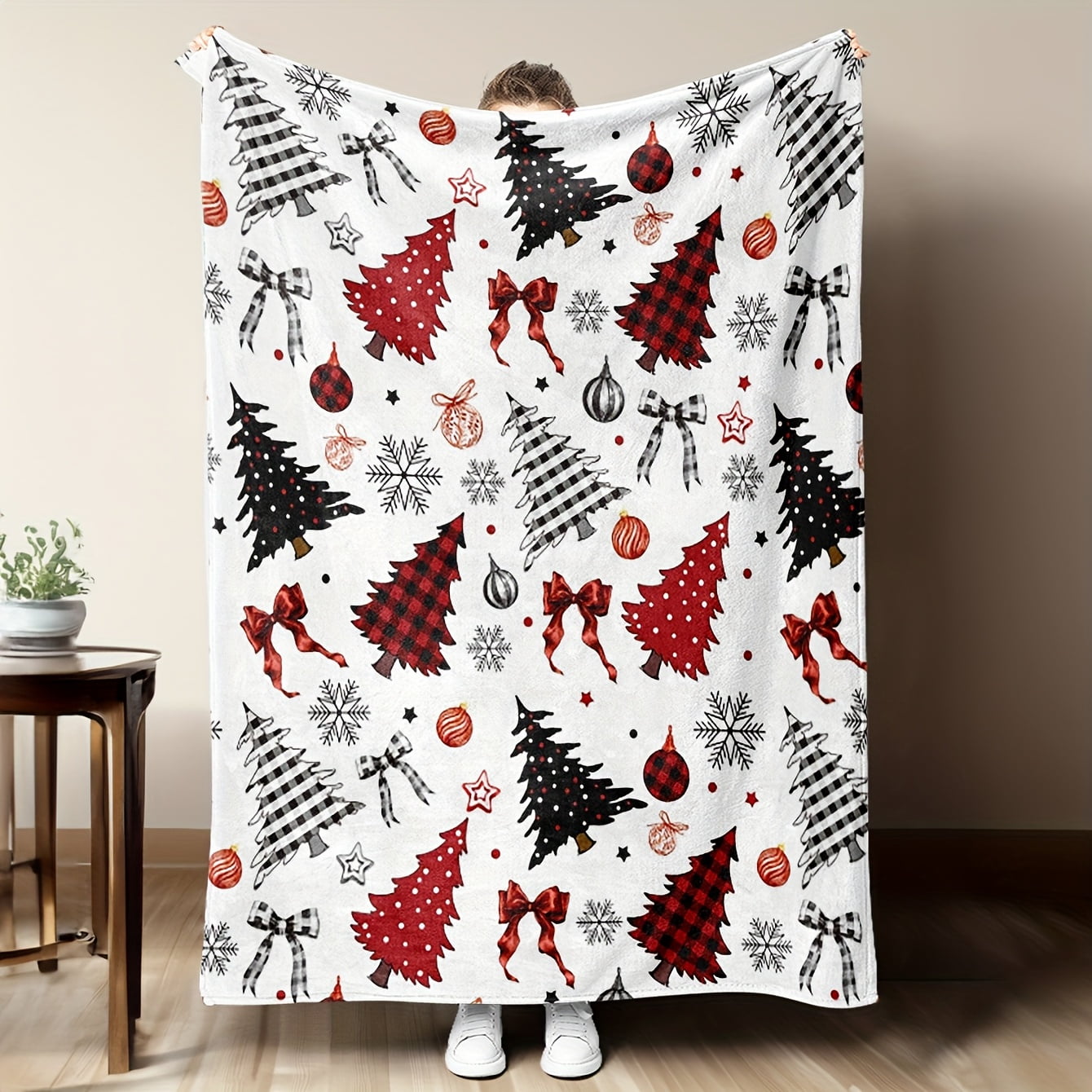 Christmas Buffalo Plaid Christmas Tree Blanket Flannel Christmas Throw ...