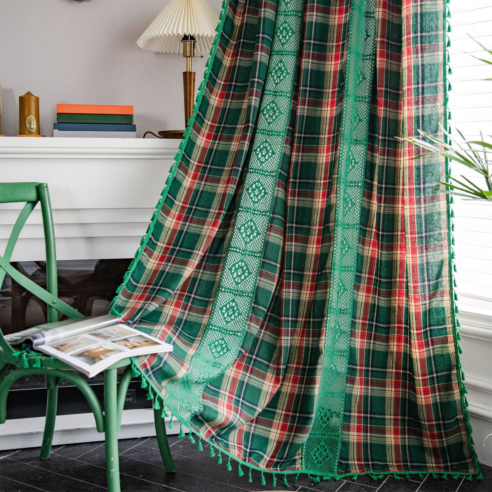 Christmas Buffalo Plaid Curtains,Red Green Checkered Curtains,Boho ...