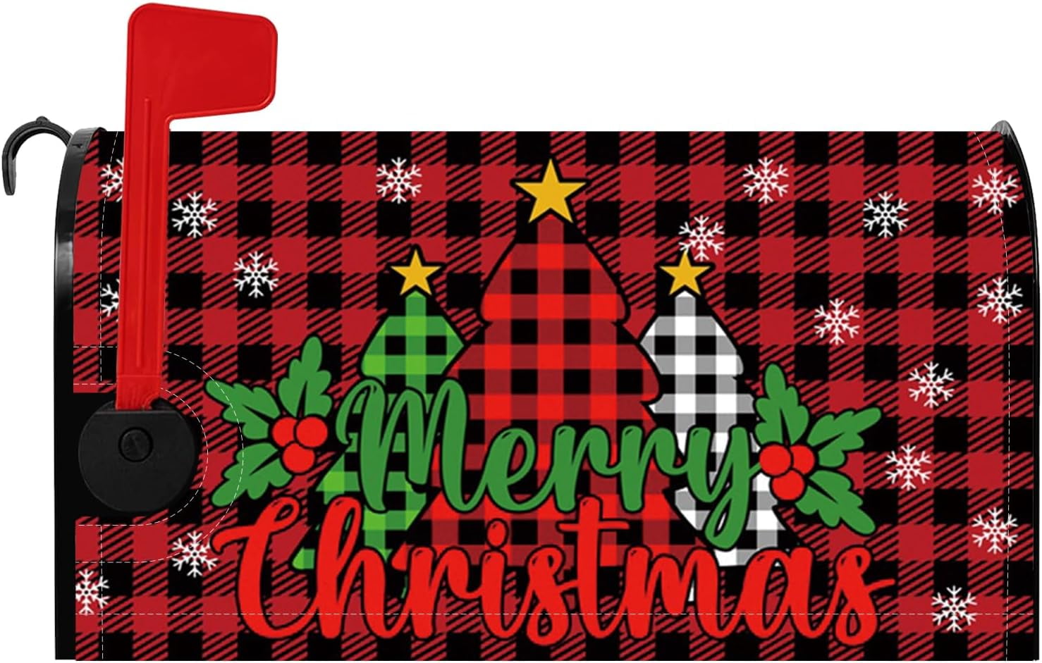 Christmas Buffalo Plaid Mailbox Cover Snowflake Red Rustic Merry ...