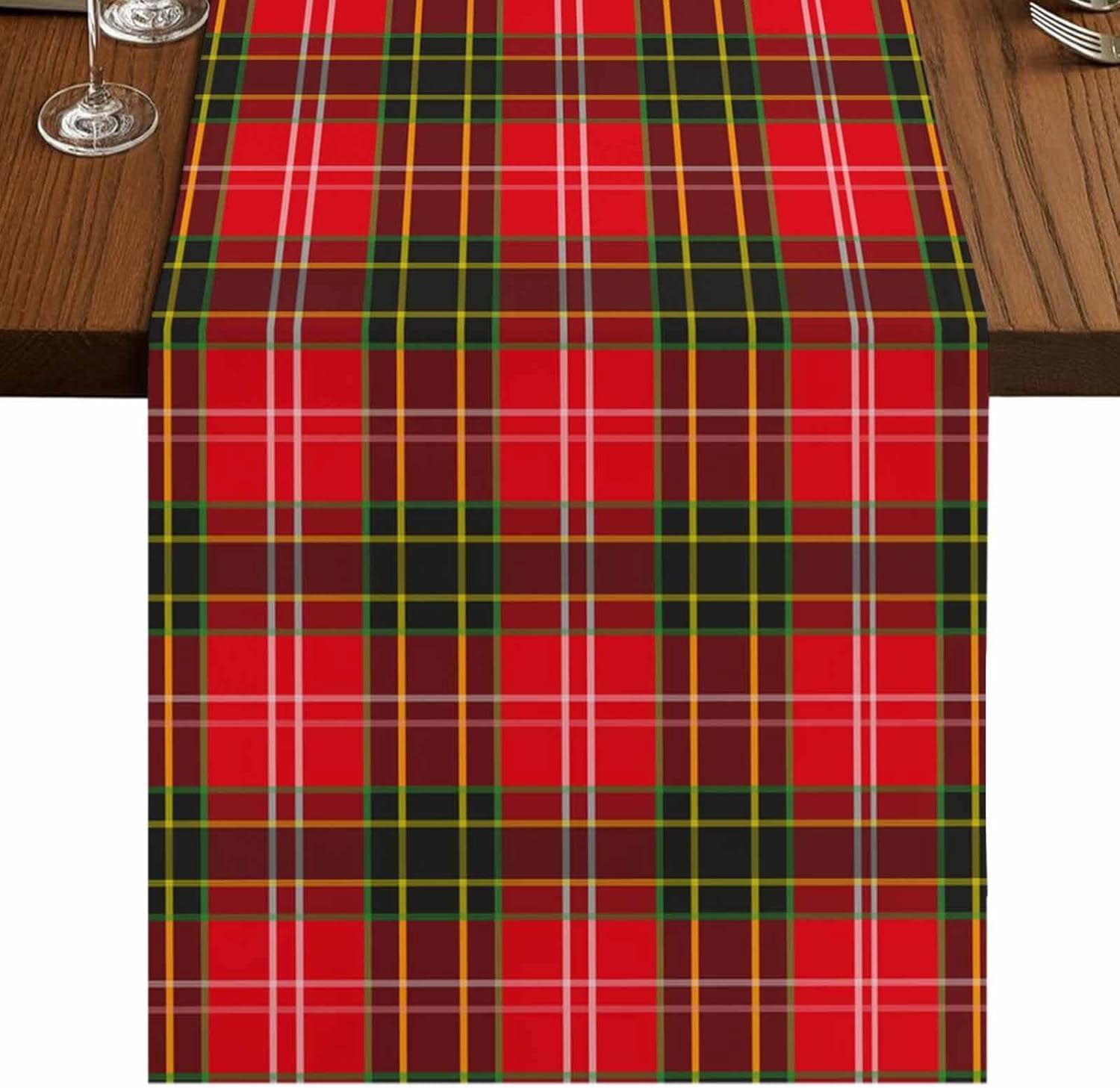 Christmas Buffalo Plaid Table Runner 13.8x71 Inches Long Retro Green ...