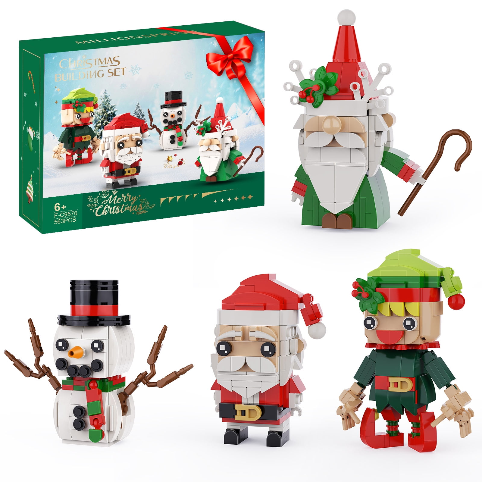 Christmas Building Blocks Santa Claus,Snowman,Elf and Gnome Building ...