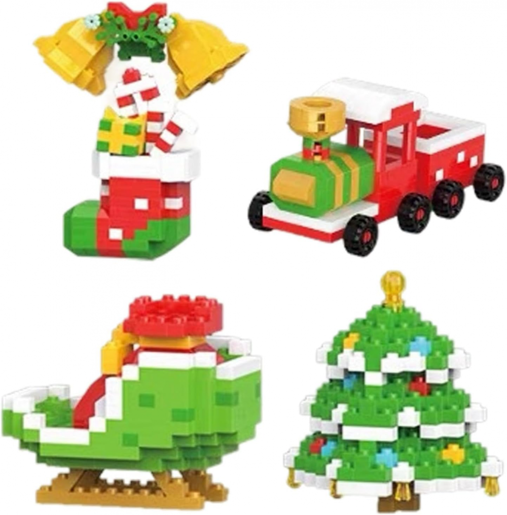Christmas Building Blocks Set for Adults, 4 Pack Mini Building Blocks ...