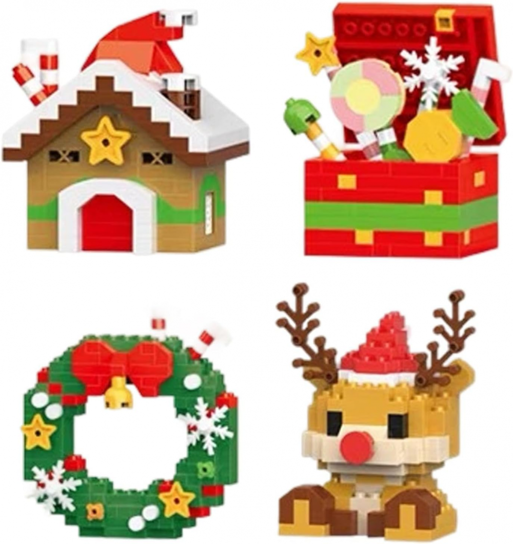 Christmas Building Blocks Set for Adults, 4 Pack Mini Building Blocks ...