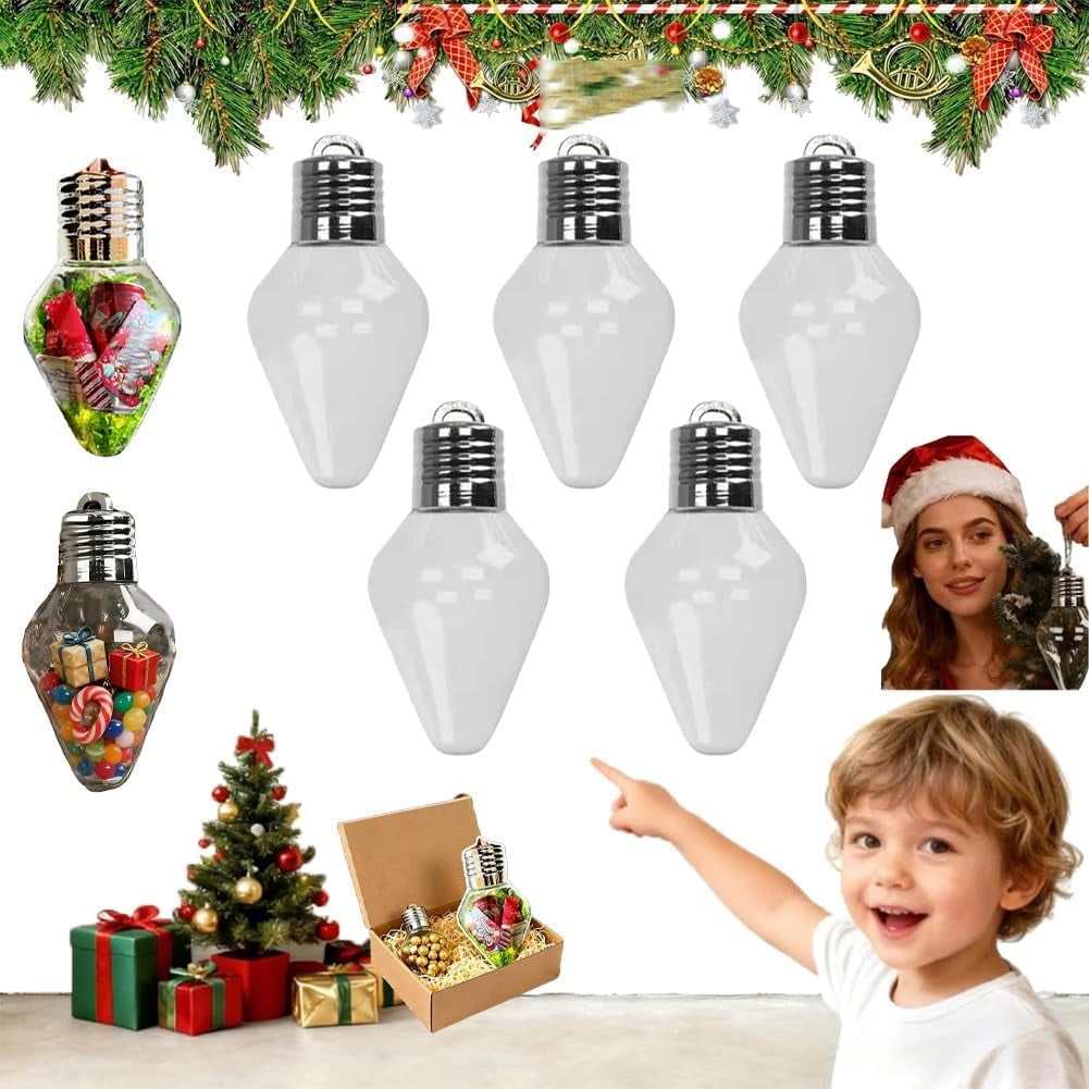 Christmas Bulb Gift Jar, Clear Plastic Christmas Fillable Ornaments ...