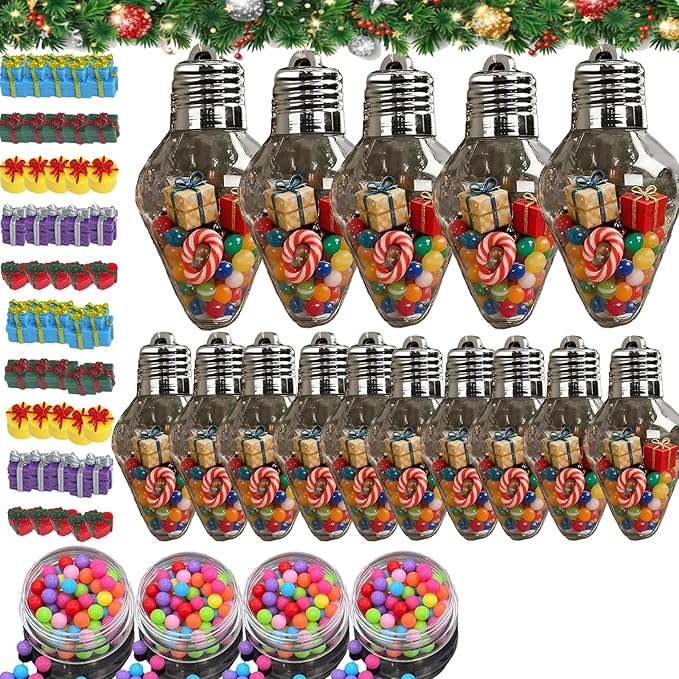 Christmas Bulb Gift Jar, Clear Plastic Christmas Fillable Ornaments ...