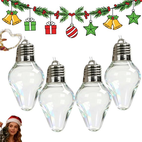 Christmas Bulb Gift Jar, DIY Plastic Bulb Decorations, Fillable Light ...