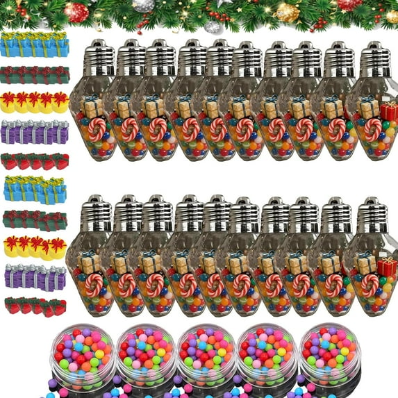 Christmas Bulb Gift Jar, Large Clear Fillable Light Bulb Ornaments with ...