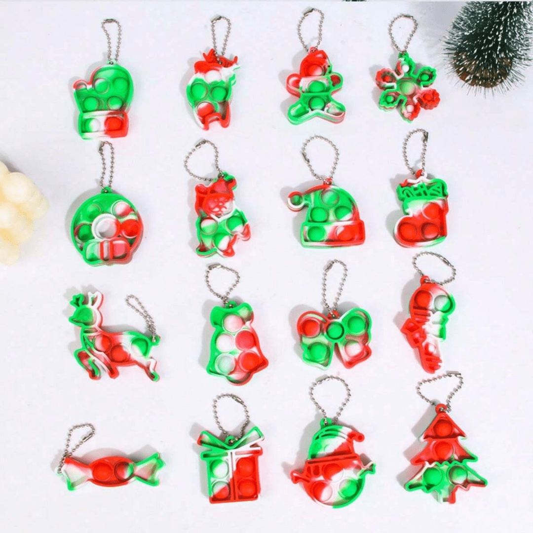 Christmas Bulk Fidget Toys 16 Pack, Party Favors Mini Keychain Set With ...