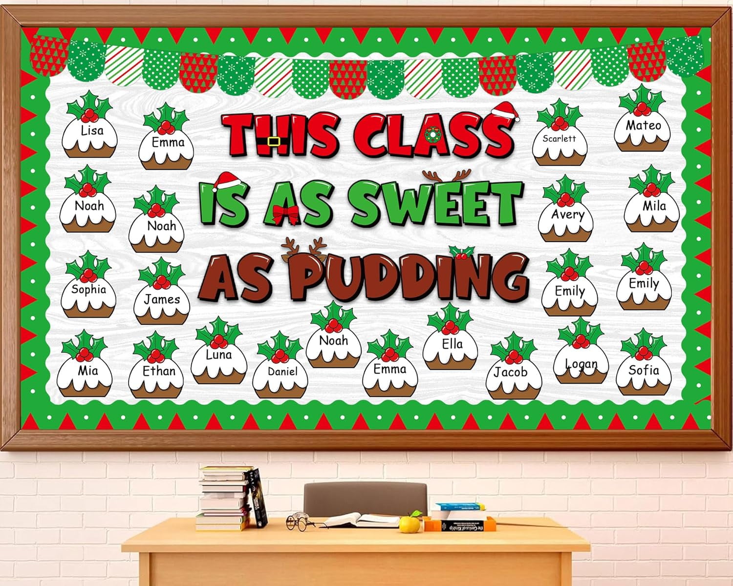 Christmas Bulletin Board Decorations Set Christmas Sweet Pudding Name ...