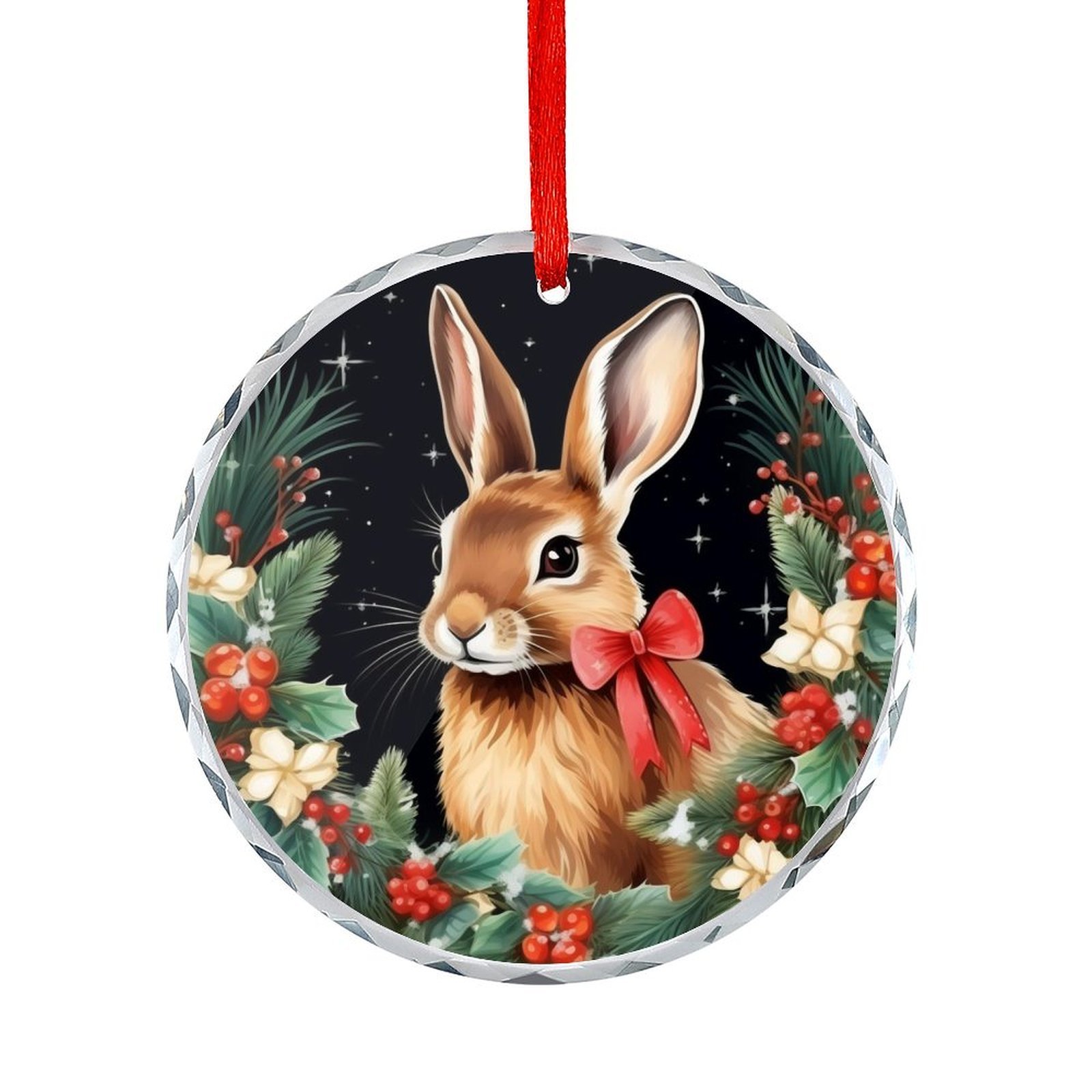 Christmas Bunny Glass Christmas Ornament Holiday Decor And Xmas Gifts ...