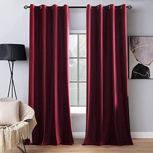 Christmas Burgundy Velvet Curtains Solid Soft Red Blackout Curtains ...