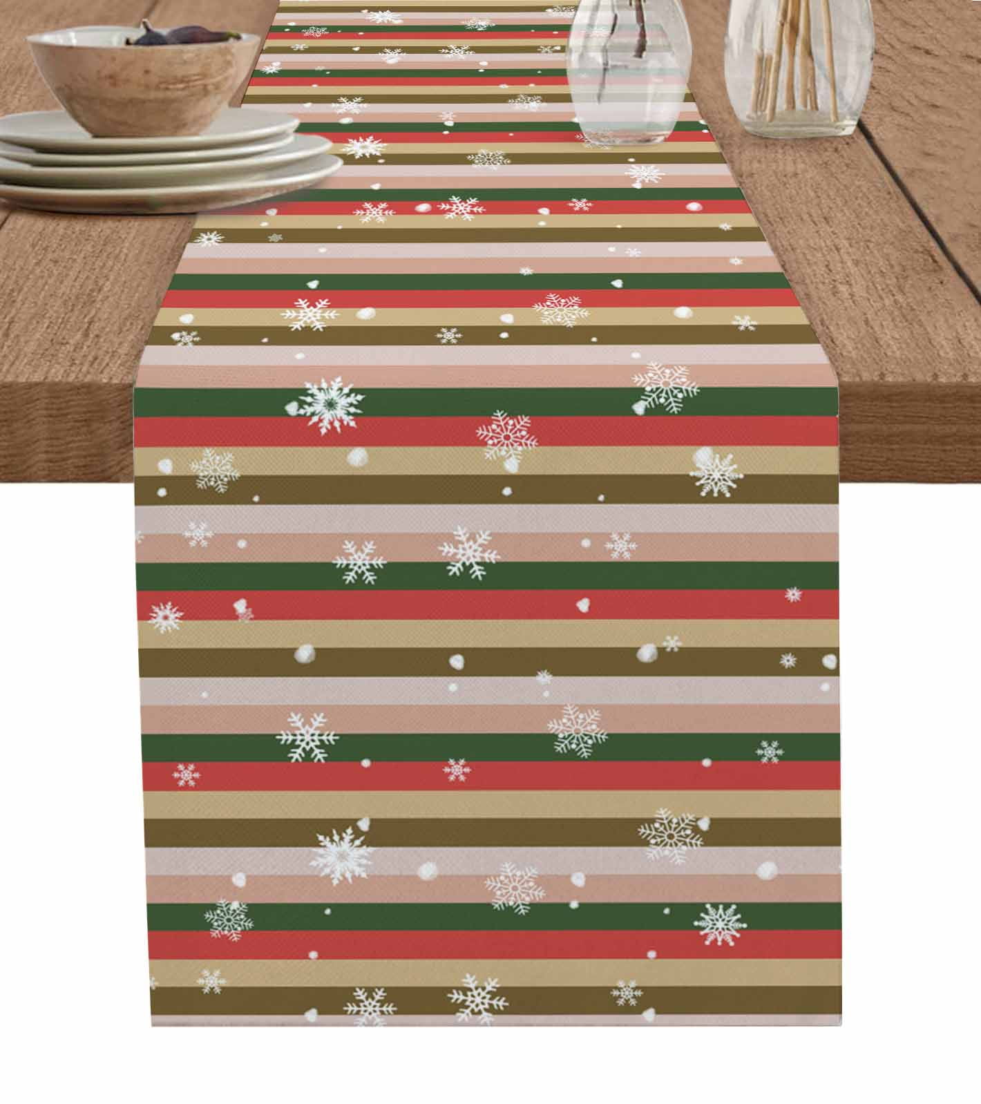 Christmas Burlap-Cotton Table Runner 36 Inches Long,Red Green Beige ...