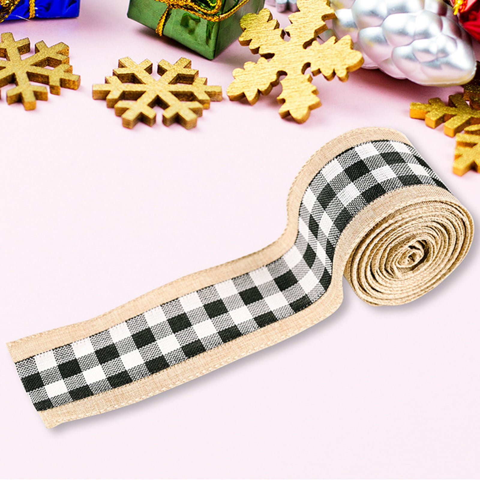 Christmas Burlap Ribbon Rolls, Dusknt Christmas Wired Edge Ribbons ...