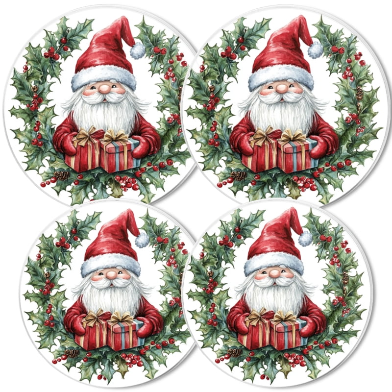 Christmas Burner Covers for Electric Stove, Red Hat Gnome with Xmas ...