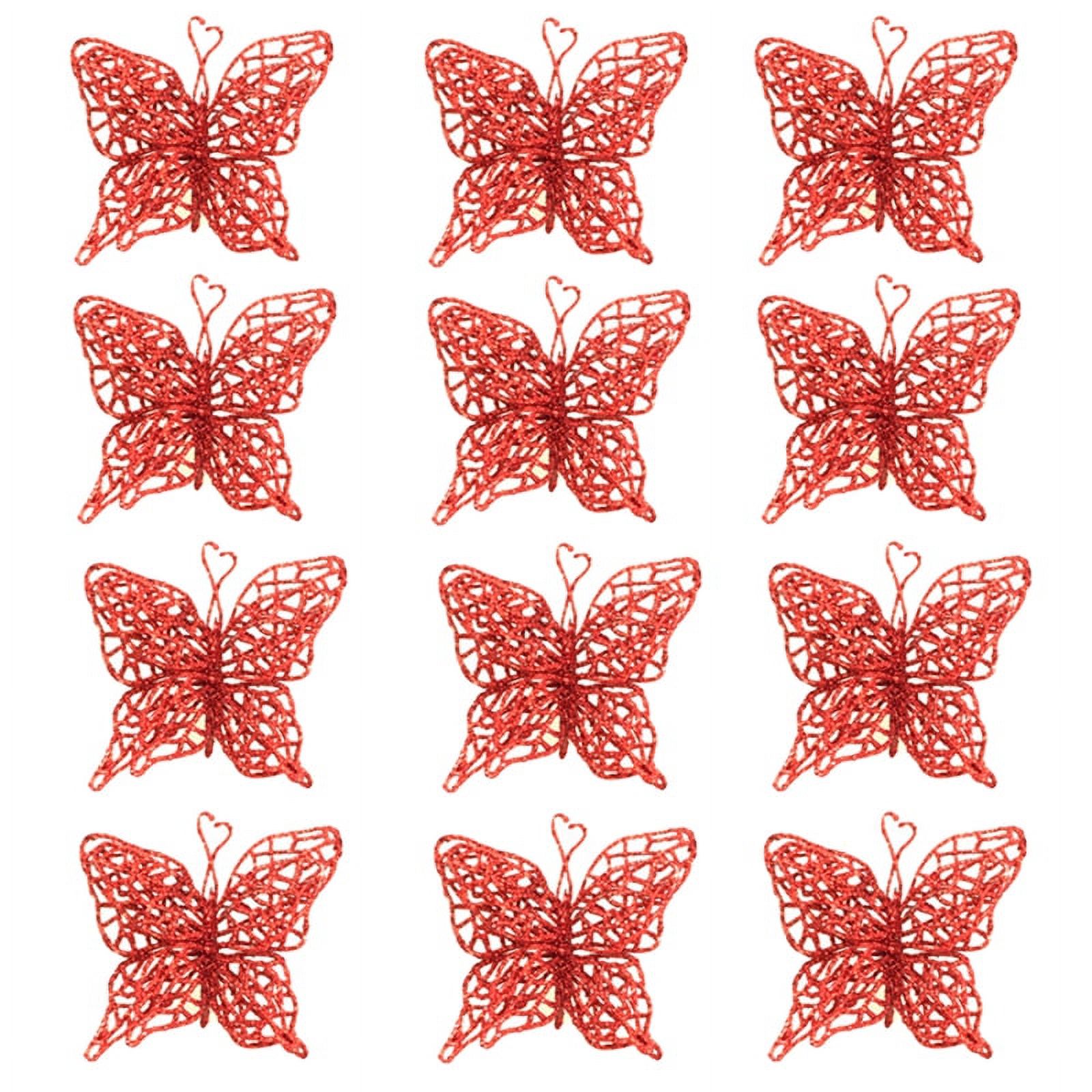 Christmas Butterflies Decor Hollow 12PCS DIY Craft Butterfly Xmas Tree ...