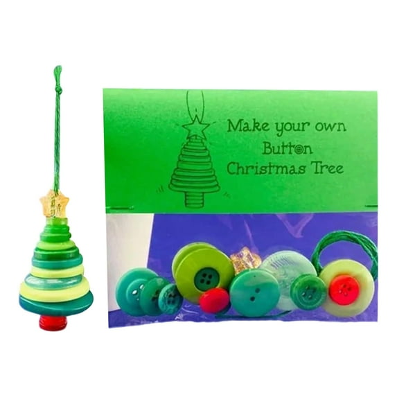 Christmas Button Art Set With Precuts Designs For Handmade Tree ...
