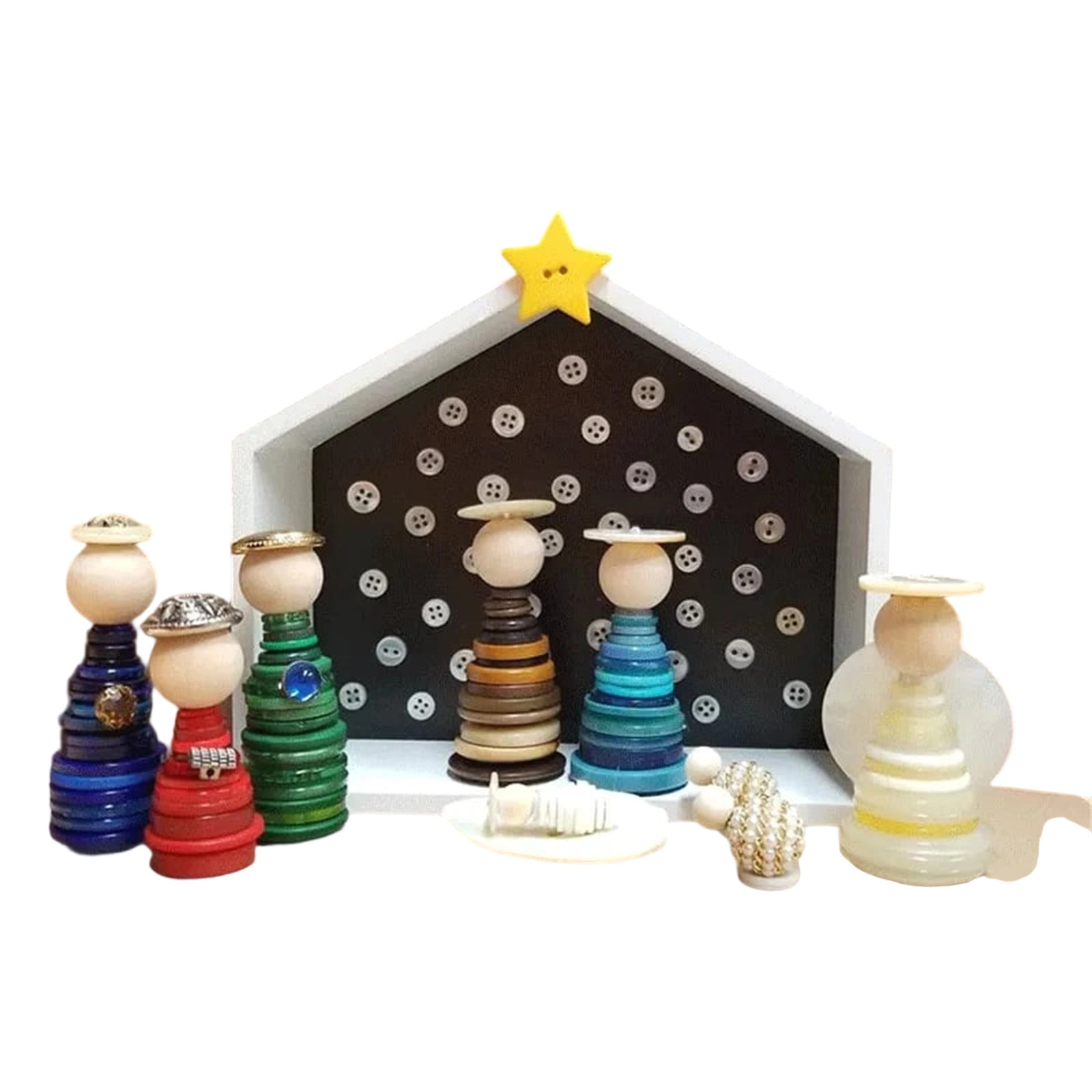 Christmas Button Craft Kit - Handmade Button Nativity Scene Kit for ...