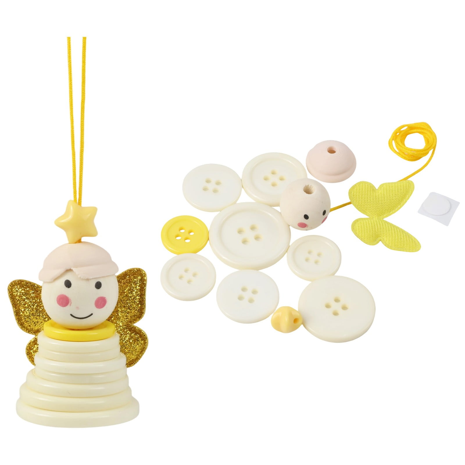 Christmas Button Ornament DIY Craft Kit with Snowman Tree Angel Santa ...