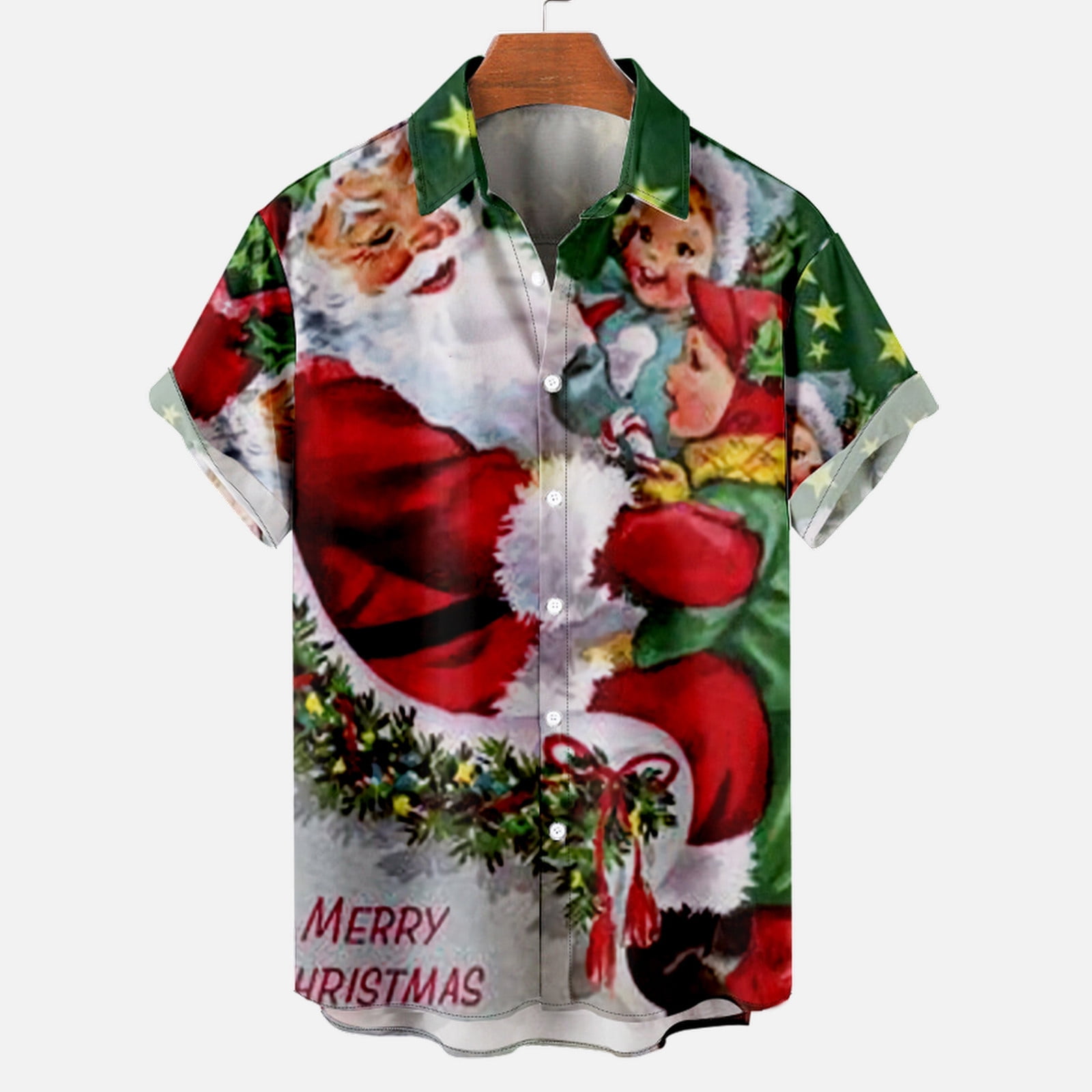 Christmas Button Shirts for Men,Mens Christmas Shirt Hawaiian Tropical ...